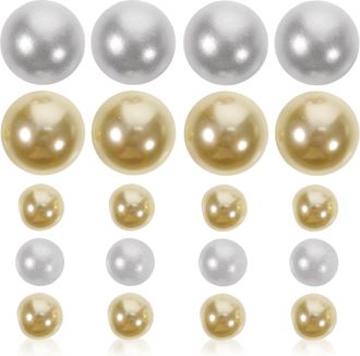 Garneck 300 St&uuml;ck Vasenf&uuml;ller Kunstperlen ohne Loch 14mm 10mm Wei&szlig; Hellgelb Dekorative Perlen f&uuml;r Vasen und Heimdekoration bei Hochzeiten und Feiern