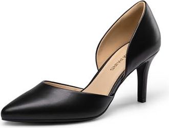 Dream Pairs Escarpins élégants à talons hauts et bout fermé pour femme Stiletto DOrsay, Polyuréthane noir., 37 EU