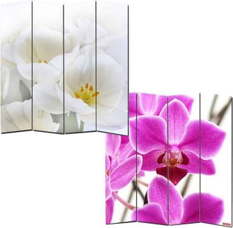 Hhg Foto-Paravent Paravent Raumteiler Spanische Wand Bagheria 180x160cm, Orchidee