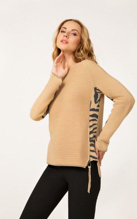 Passioni Strickpullover mit Rippenmuster und Rei&szlig;verschlussdetail