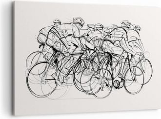 Arttor Wandbilder Dekoration Wohnzimmer Fahrrad Rennen Rad Bilder auf Leinwand 120x80cm Leinwandbild Schlafzimmer Küche Deko Wand Kunstdruck Art Groß XXL Wan