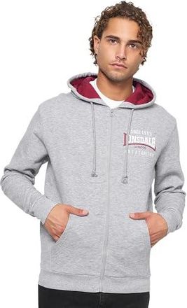 Lonsdale LINTMILL Veste à capuche avec fermeture éclair pour homme Coupe normale, Gris marl/oxblood/blanc, XXXL