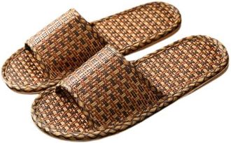 Hemobllo Pantoufles Tressées Rotin pour Maison été Légères et Confortables Unisexes pour Intérieur et Extérieur Semelle Antidérapante Style Scandinave