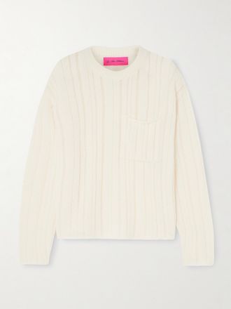 The Elder Statesman Nimbus Solids Pullover Aus Einer Kaschmir-baumwollmischung In Rippstrick - Weiß