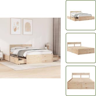vidaXL The Living Store Cadre de lit sans matelas 140x190 cm bois de pin massif - Cadre De Lit - Lit Double - Meuble De Chambre - Bois Massif - Rangement