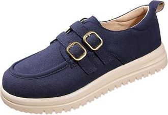 Generic Mocassins d&eacute;contract&eacute;s et confortables pour femme - &Eacute;l&eacute;gants et polyvalents - Boucle ronde - Confortables - Large largeur - Chaussures de marche, de t