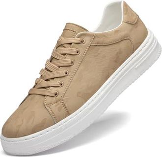 Generic Baskets tendance en cuir v&eacute;ritable pour homme - Style simple - Bout rond - Lacets - Chaussures d&eacute;contract&eacute;es confortables et classiques pour homme, be