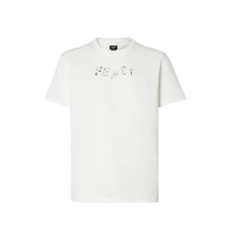 Fendi T-Shirt Slim Cloud - - Tops - Damen - Wei&szlig; - S
