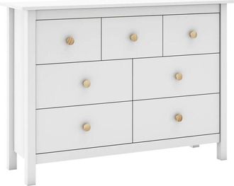 Altobuy Altobuy - dava - Commode 5 Tiroirs en Pin Massif Blanc
