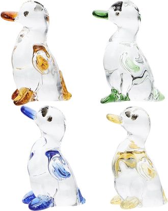 Milisten Kristall Enten Figuren 4 St&uuml;ck Dekorative Desktop Statuen aus Kristall mit Glatter Oberfl&auml;che Geeignet f&uuml;r B&uuml;ro Wohnzimmer und Bastelarbeiten