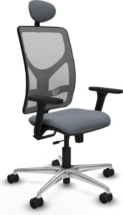Piqueras y Crespo &Uuml;berwachungsstuhl mit 3D-Armen, h&ouml;henverstellbarer Lendenwirbelst&uuml;tze und festem Kopfteil, ausgestattet mit Syncro/Traslack und Schneideschaum, Grau/G
