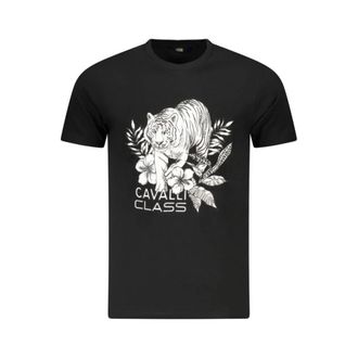 Cavalli Schwarzes Baumwoll Herren T-Shirt - - Tops - Herren - Schwarzk - M