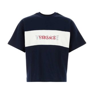 Versace Baumwoll-T-Shirt - - Tops - Herren - Blau - XL