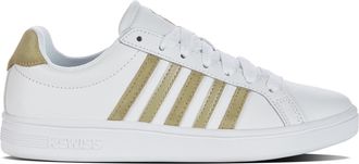 K-Swiss Damen Court Sneaker, White/Cornstalk/Metallic, 38 EU
