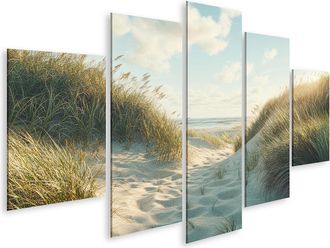 Islandburner Prime Bild auf Leinwand Sonniger Dünenweg zum Meer Bilder Wandbilder Poster