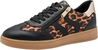Marco Tozzi Marco Tozzi Damen Sneaker flach mit Rei&szlig;verschluss Freizeit, Schwarz (Black/Leo), 40 EU