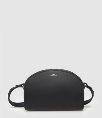 A.P.C. Sac Demi-Lune Mini Cuir Lisse Noir