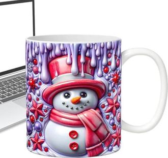 Generico avec motif bonhomme de neige,tasses en c&eacute;ramique pour caf&eacute; dhiver | Design 3D &agrave; neige avec poign&eacute;e pour th&eacute; au chocolat boissons femmes filles vacance