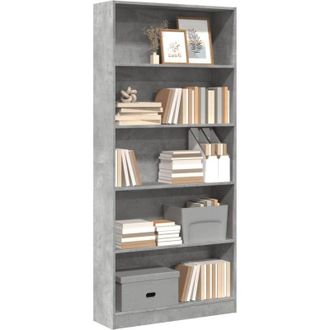 vidaXL Biblioth&egrave;que gris b&eacute;ton 80x24x176 cm bois ding&eacute;nierie - Vidaxl