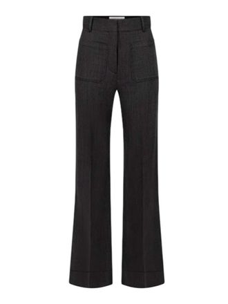 Victoria Beckham Alina Trousers In Dark Grey M&eacute;lange