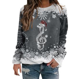 Generic Pull de Noël 2025 pour femme - Pull de Noël amusant et moche - Imprimé graphique festif - Manches longues - Style décontracté - Pour les fêtes de fin 