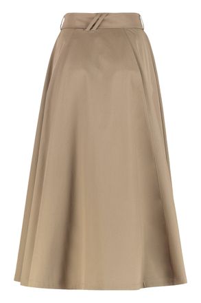 Burberry Midi Trench Gabardine Skirt - Beige