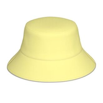 Generic Chapeau De Seau Unisexe Image Blanc Jaun&acirc;tre Chapeau De Plage Mode Pliable Bonnet De Soleil, pour La Randonn&eacute;e, De P&ecirc;che, Plage, 56-58cm