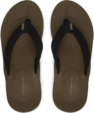 Tommy Hilfiger Zehentrenner Molded Hilfiger Lth Beach Sandal FM0FM05802 Schwarz