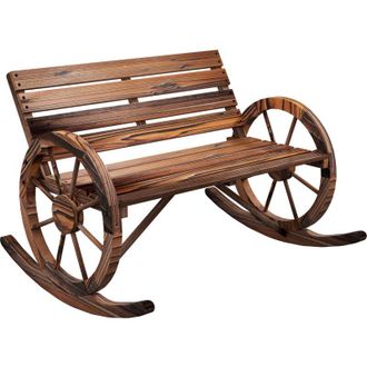 Liberte Chaise &agrave; deux places en bois avec accoudoirs pour le jardin et le balcon, marron