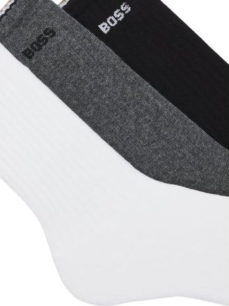 HUGO BOSS Lot de 3 paires de chaussettes hautes en coton m&eacute;lang&eacute;