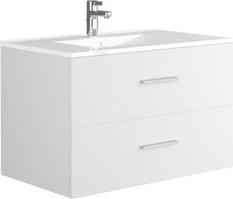 Vente-Unique Vente-unique - Meuble de salle de bain suspendu avec simple vasque - Coloris blanc - 80 cm - kayla