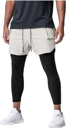 Generic Pantalon Homme avec Fermeture &Eacute;clair sur Le C&ocirc;t&eacute; Leggings 7 Stretch Molleton Orange Pied 2025 Ceinture &Eacute;co Foot Thermolactyl Tennis Moyenne Bodybuildi