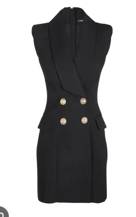 Balmain Black Sleeveless Blazer Dress Size S