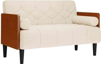 vidaXL Zweisitzer-Sofa mit Nackenrollen 110 cm Leinen vidaXL