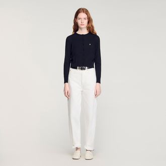 Sandro Cardigan court col rond rembourr&eacute;