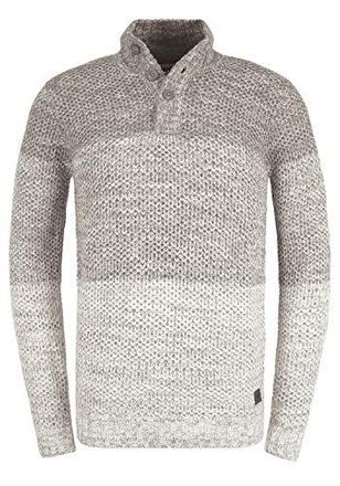 Solid Afton Pull en Grosse Maille À Col Camionneur Pull-Over pour Homme À Col Camionneur, Taille:L, Couleur:Grey Melange (1840051)