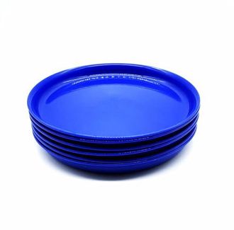 Kimmel Lot de 6 assiettes plates, 18 cm, en plastique, pour enfants, camping, bleu