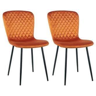 Ainpecca Esszimmerst&uuml;hle 2er Set Essst&uuml;hle Samt Gepolsterte K&uuml;chenst&uuml;hle mit R&uuml;ckenlehne, Stahlbeine im skandinavischen Design f&uuml;r Esszimmer, K&uuml;che(2, Orange)