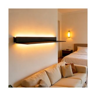 Generic LED-Schweberegal, 220 Pfund schweres Wandregal, 4-farbig verstellbares Licht for Wohnzimmer/Badezimmer/K&uuml;che(Black/3.5k,80cm/31.5in)