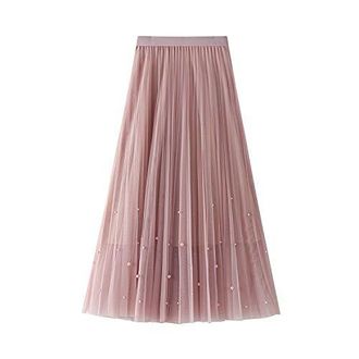 Dissa Jupe Pliss&eacute;e Unie Femme Rose Jupe Tulle Midi,Taille Unique,S8581