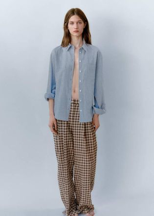 Mango Vichy-Karo-Hose mit geradem Bein braun - Damen - 32 - MANGO