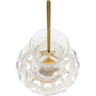 NUOBESTY Kaffeetassen Satz aus Mundgeblasenem Glas mit Untertasse und L&ouml;ffel Hitzebest&auml;ndig Ergonomisch Geformt Vielseitige Teetasse f&uuml;r Kaffee Milch und Saft 