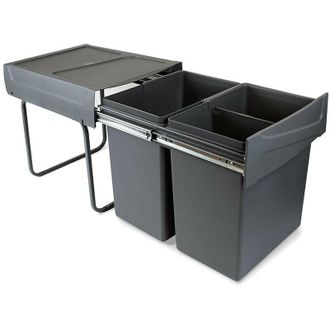 Emuca Poubelle de recyclage Emuca 8199423 plastique 40L gris anthracite pour la cuisine