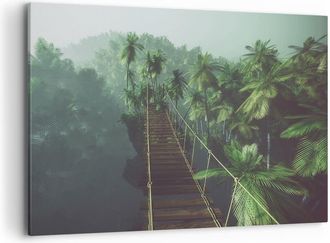 Arttor Wandbilder Dekoration Wohnzimmer Dschungel Palme Brücke Bilder auf Leinwand 120x80cm Leinwandbild Schlafzimmer Küche Deko Wand Kunstdruck Art Groß XXL