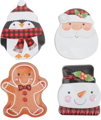 NUOBESTY 4pi&egrave;ces Bo&icirc;te De Rangement Pour Bonbons Et Biscuits Lot Bo&icirc;tes De No&euml;l Avec Motifs De No&euml;l Conteneurs &Agrave; Friandises Uniques De No&euml;l