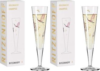 Ritzenhoff 1071015 Champagnerglas 200 ml - Serie Goldnacht Nr. 15 - Edles Designerst&uuml;ck mit Echt-Gold - Made in Germany (Packung mit 2)