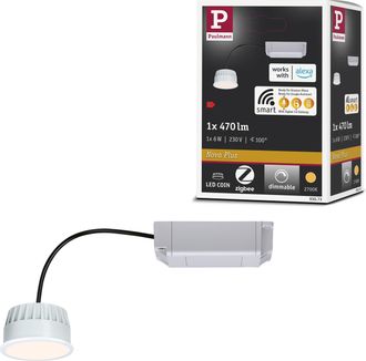 Paulmann 93073 LED Einbauleuchte Modul Smart Home Zigbee Warmweiß Coin rund 50mm 6W 470lm 230V 2700K Satin rund dimmbar Deckenspot Kunststoff
