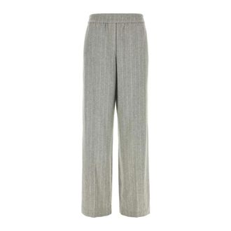 Brunello Cucinelli Bestickte Hose aus Wollmischung - - Trousers - Damen - Grau - XS