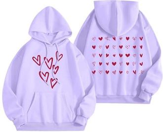 Generic Sweat &agrave; capuche imprim&eacute; tendance pour la Saint-Valentin 2026, violet, XXL