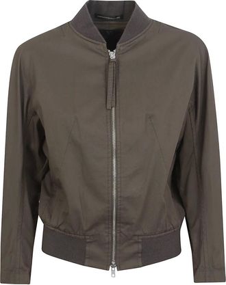 Yohji Yamamoto Femme, Vestes, Brun, Taille: 40 FR Blouson court en twill de coton